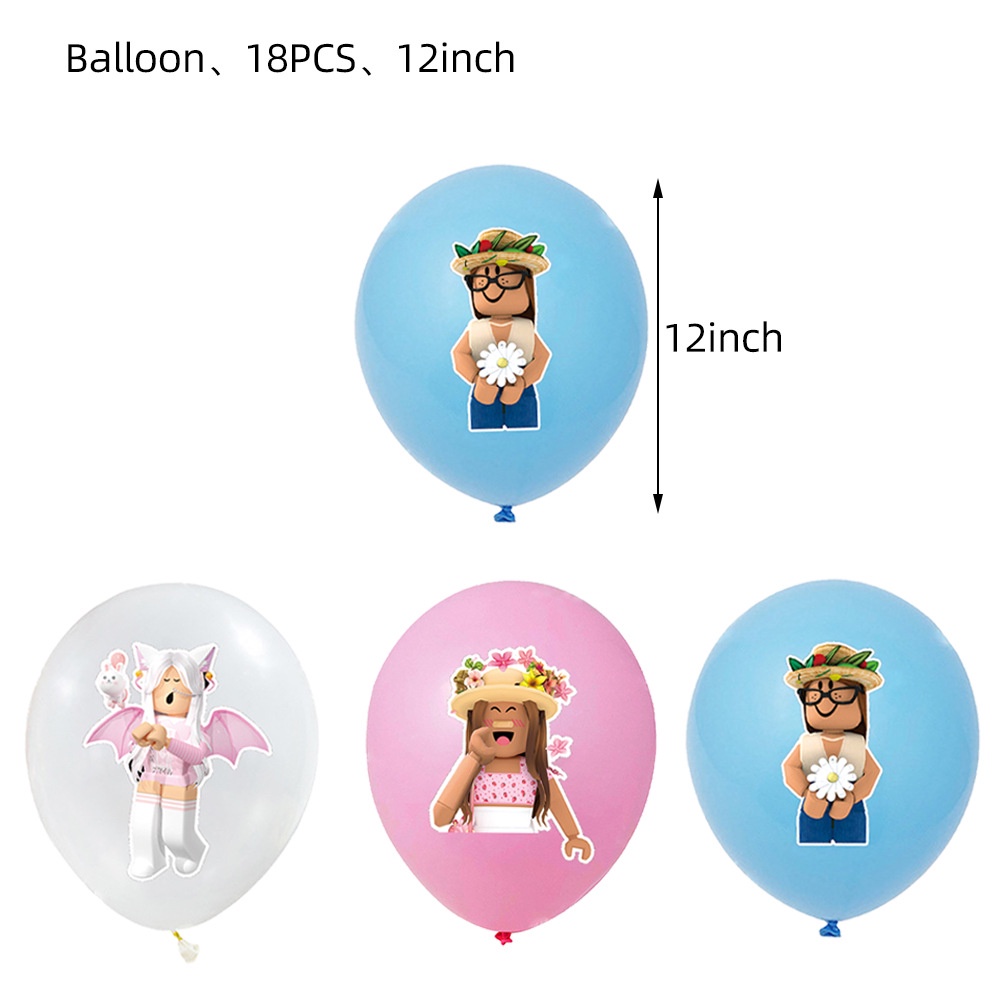 Roblox Birthday Decoration Party Balloon Banner Cake Toppers Set Girl ...