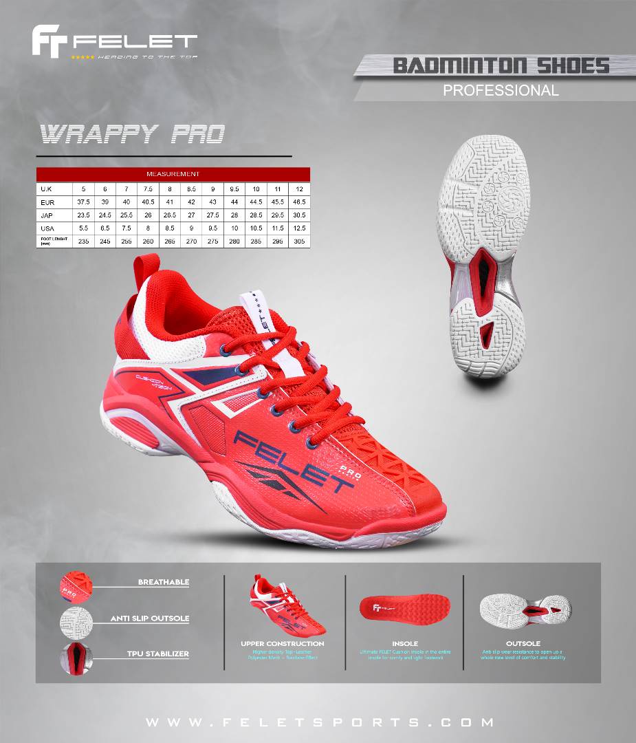 Felet New WRAPPY Pro Badminton Shoes Pro Series High End Kasut ...
