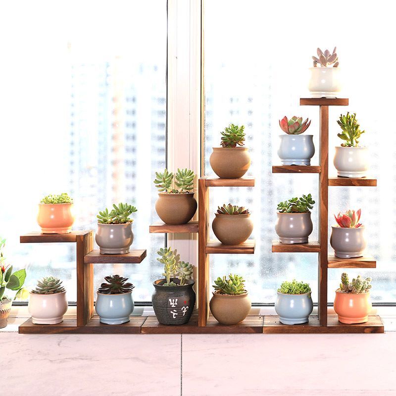 Solid Wood Bay Window Platform Multi Meat Flower Shelf Multi Floor ...