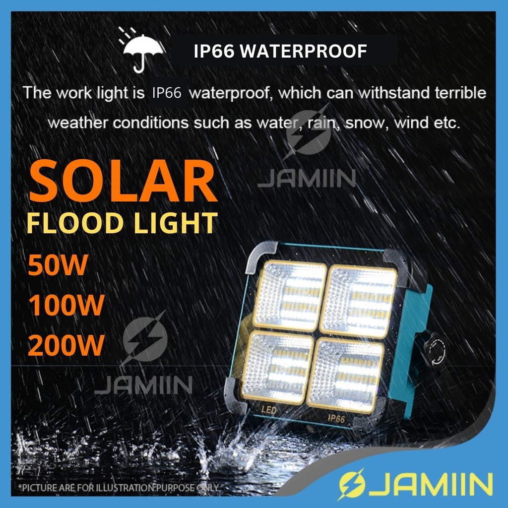 Portable Solar Flood Light LED Outdoor Camping Light SOS Red Blue ...