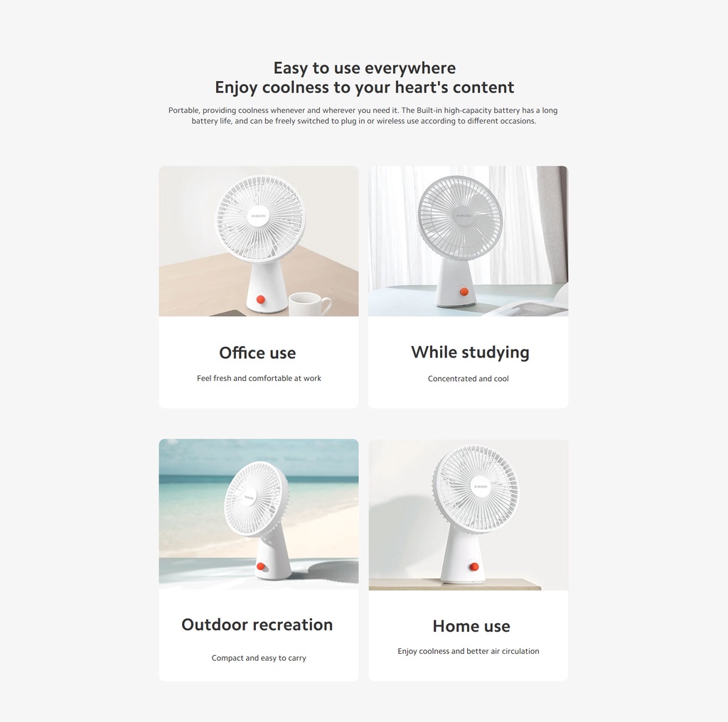 Xiaomi Rechargeable Mini Fan | Shopee Singapore