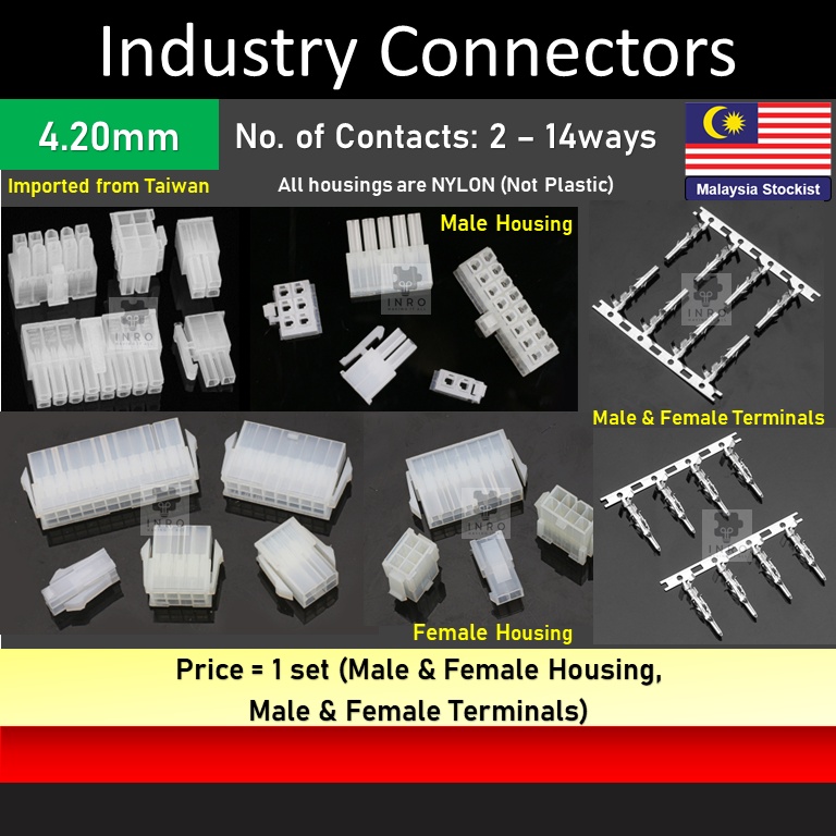 (1 SET) Molex Mini-Fit Jr. 2 To 24 Pin Way 4.2mm Plug Connector Sets Male + Female + Terminal ...