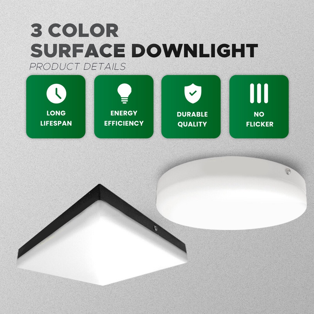 24W/36W 3 COLOR BLACK/WHITE ROUND/SQUARE LED SURFACE PANEL LIGHT HIGH ...