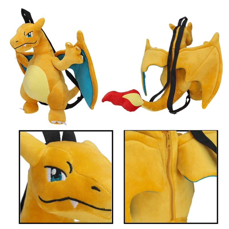 Cute Cartoon Backpack With Gengui And Charizard For Kids, Plush Toy Bag ...