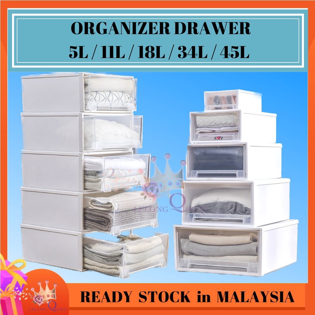 Multipurpose Wardrobe Clothes Stackable Plastic Storage Box Drawer ...
