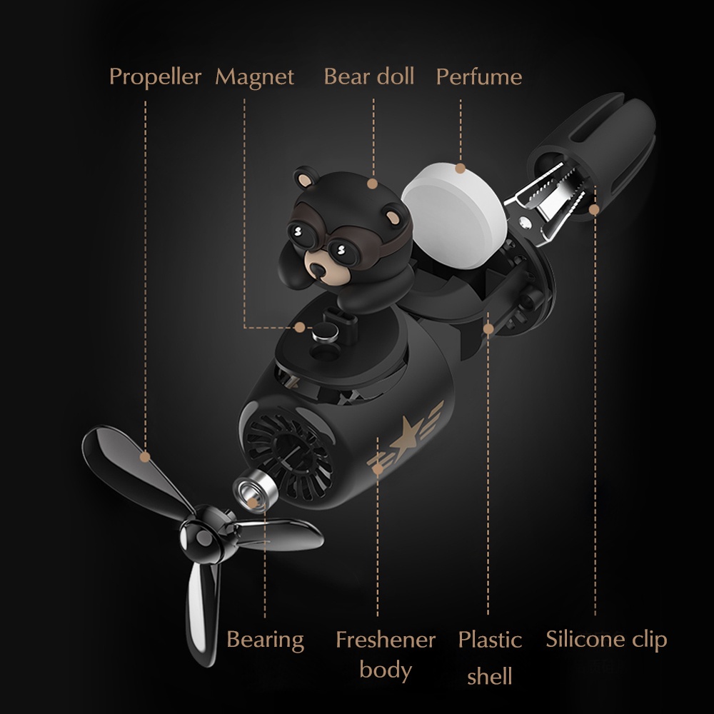 Car Air Freshener Teddy Bear Pilot Car Air Freshener Air Outlet Wingman ...