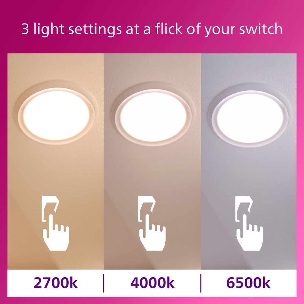 Philips Meson Scene Switch LED Downlight Tri-Color with regular switch ...