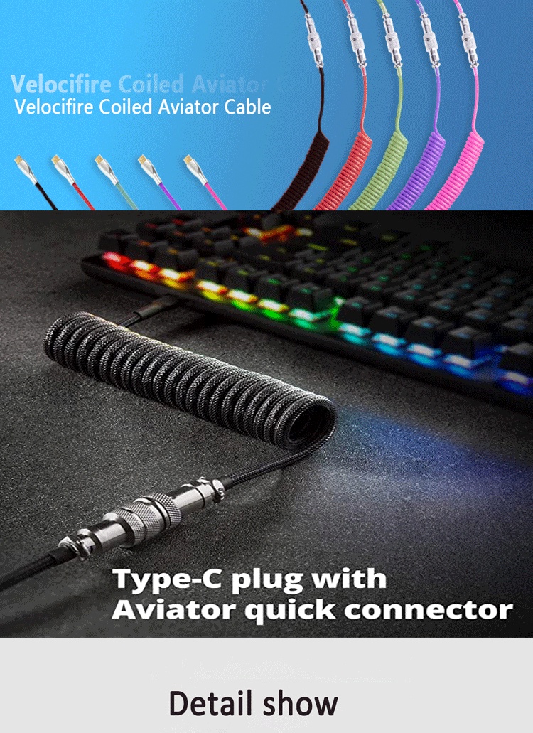 Coiled cable type C Mechanical keyboard wire USB keyboard cable ...