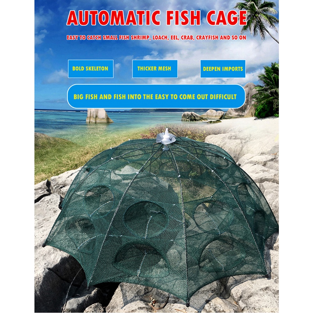 GHOTDA Powerful 4-20 Holes Automatic Fishing Net for Shrimp Nylon Cage ...