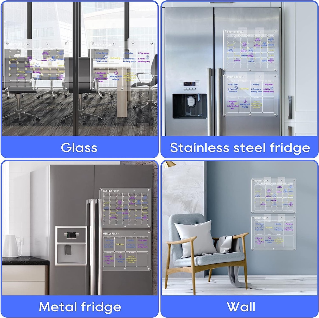 OATSBASF Transparent Monthly/Weekly Daily Schedule Magnetic Whiteboard ...