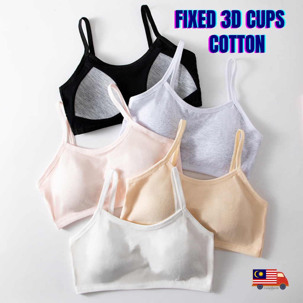 Teenage Girl Cotton Training Bra Student Bra Fixed Cups | Shopee Singapore