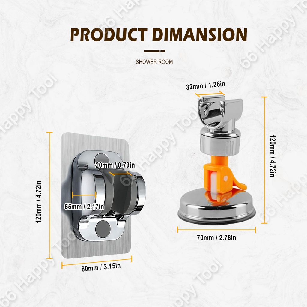 ABS Shower Head Holder Adhesive Suction Plate Bathroom Bidet Holder 360 ...
