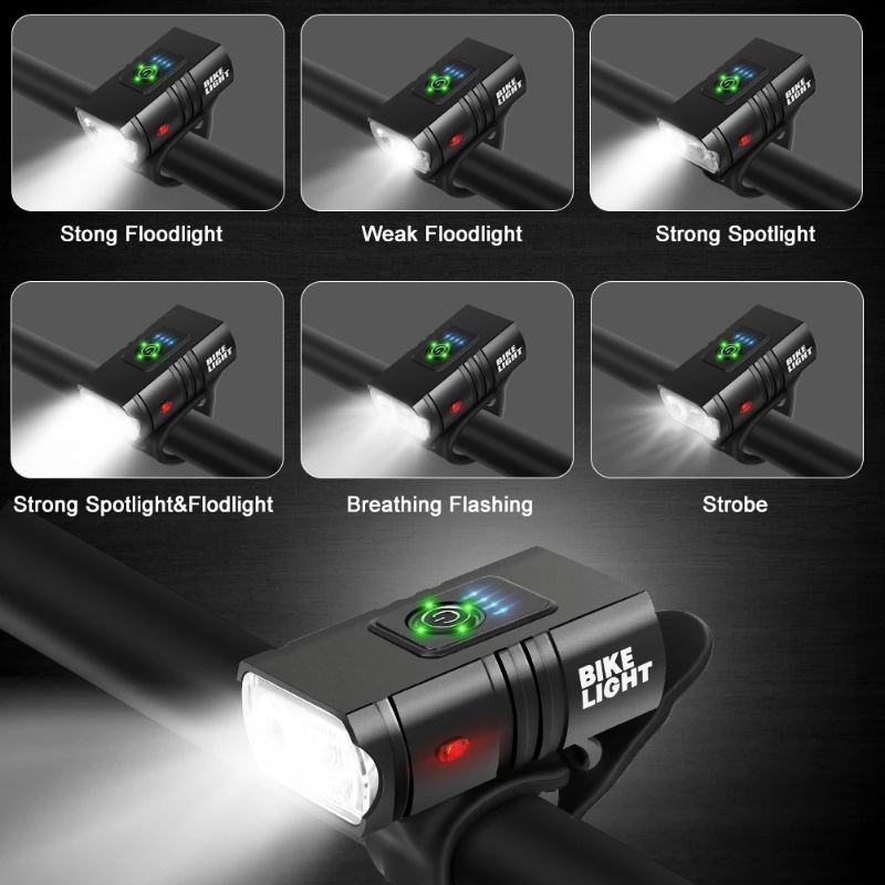 T6 LED Bicycle Light 10W 1000LM USB Rechargeable Power Display Bike ...
