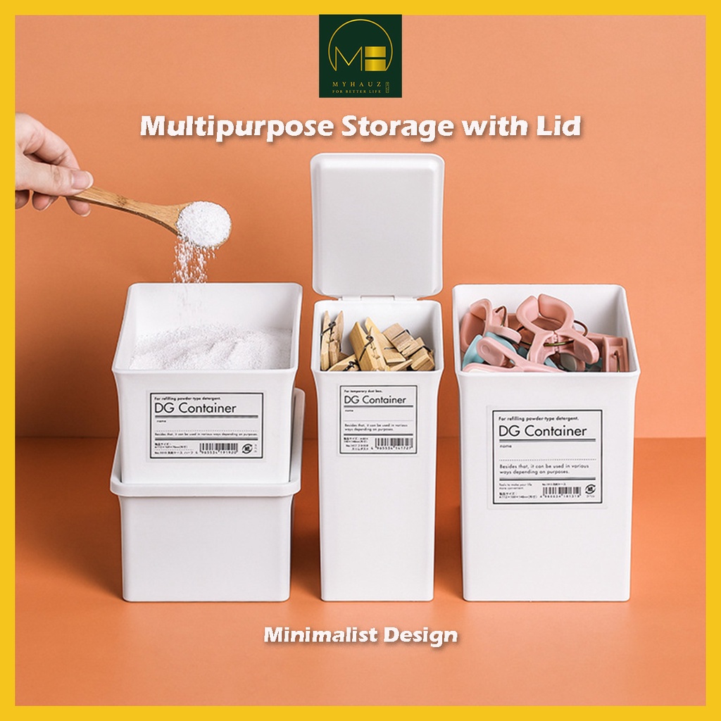 White Storage Container Multipurpose Storage Laundry Powder Container ...