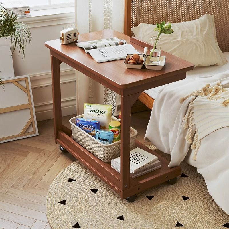 Solid Wood Household Movable Bedside Table Minimalist Small Desk ...