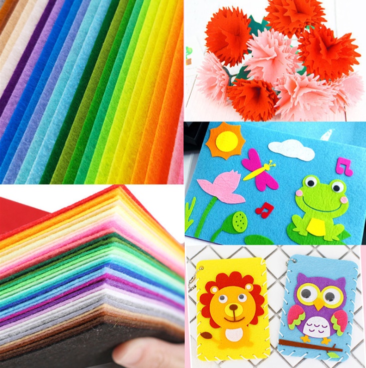 40Pcs 10*10cm Nonwoven Felt Fabric Needlework Patchwork Cloth Bundle ...