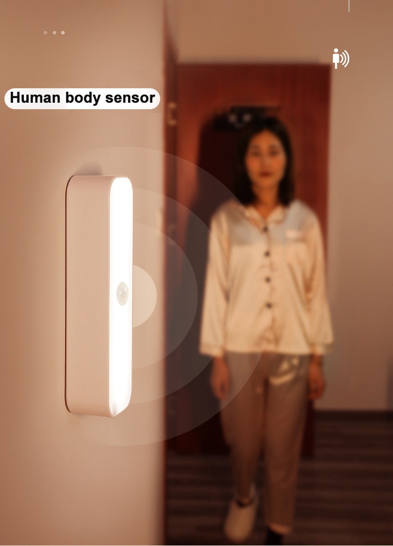 LED Smart Sensor Night Light Magnetic Adsorption USB Rechargeable ...