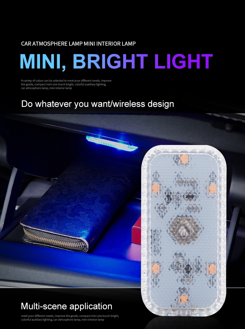 LED Touch Light Mini Wireless Car Interior Lighting for Door Foot Trunk ...