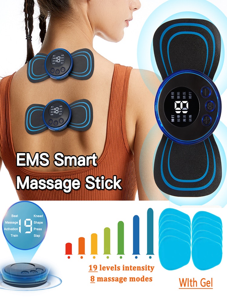 LCD Display EMS Neck Massager 8 Mode Muscle Stimulator Gel Cervical ...