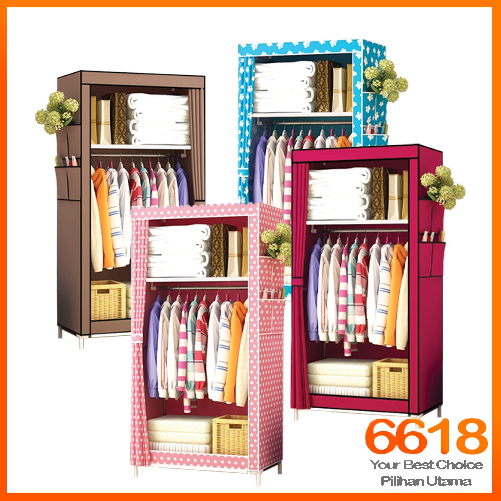 Rak Baju Wardrobe Almari Baju Clothes Organization Storage Rack Cabinet ...