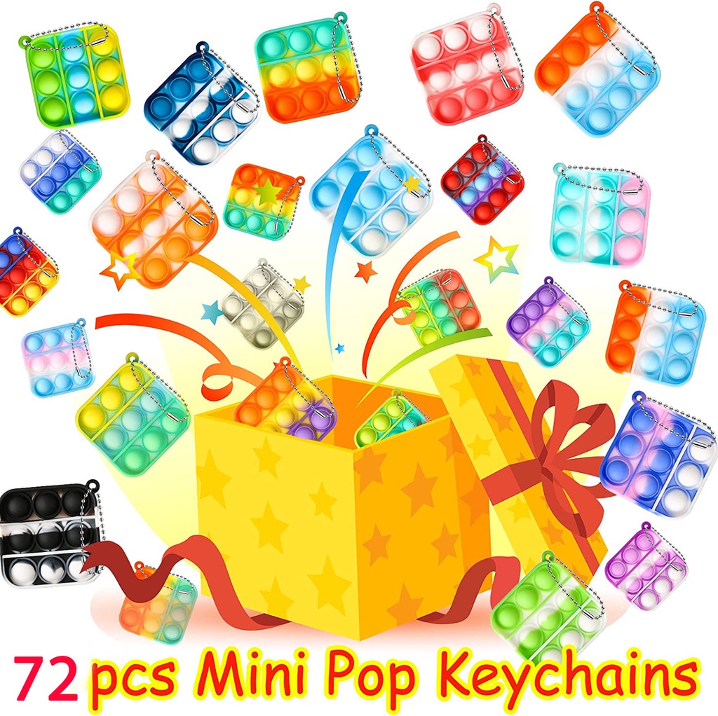 Pop it Keychain silicone pop it fidget toy pendant finger bubble ...