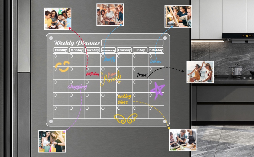 OATSBASF Transparent Monthly/Weekly Daily Schedule Magnetic Whiteboard ...