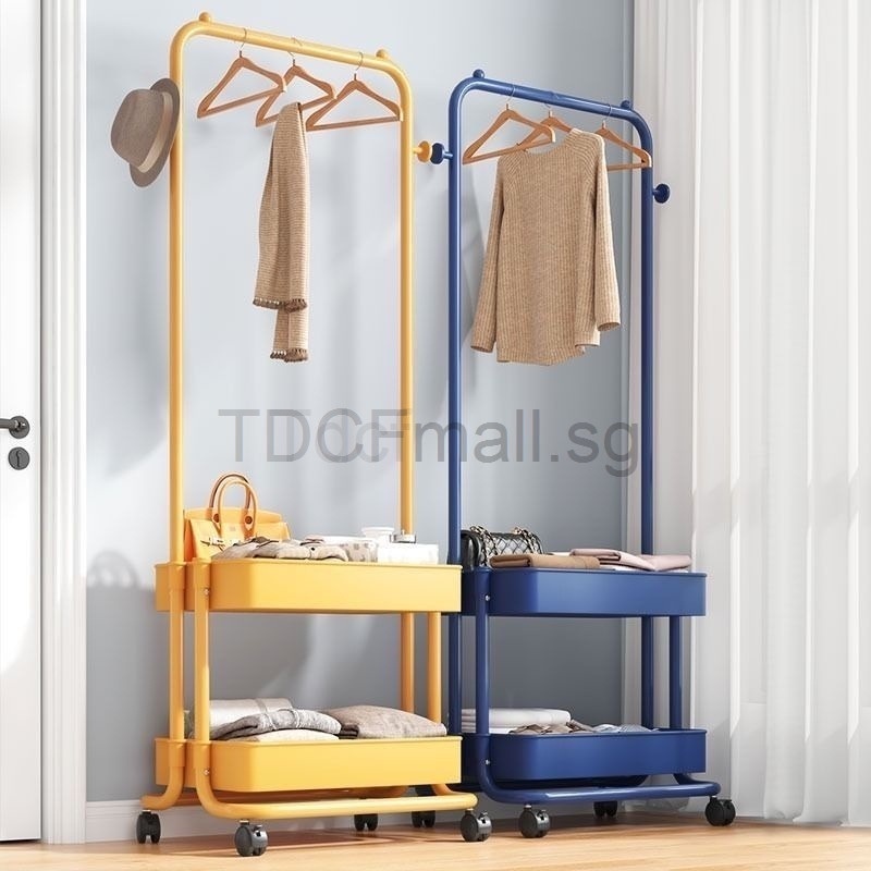 Clothes Hanger Floor Vertical Bedroom Movable Clothes Rack Multi Functional Simple Wardrobe Coat