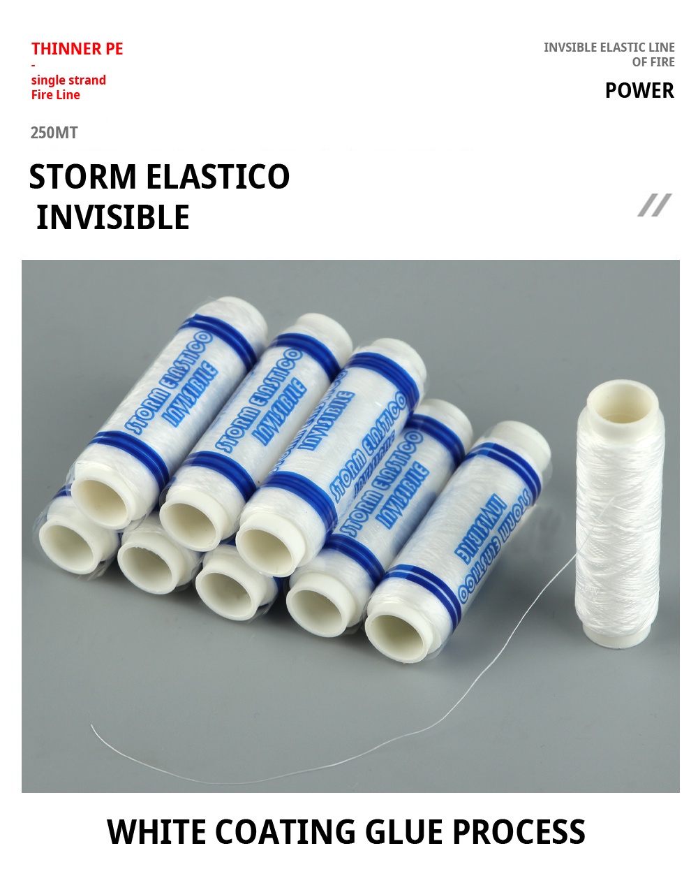 FTK 250M High Tensile Bait Elastic Thread 0.2mm Sea Invisible Fishing ...