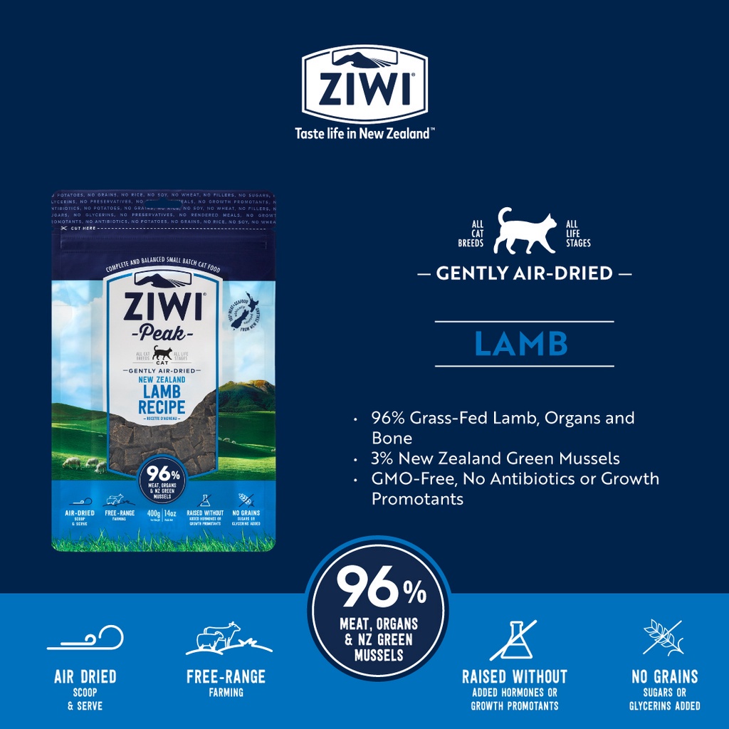 Ziwi Peak Originals Air Dried Cat Food 1kg | High Protein, Complete Diet Meal Topper, Lamb ...