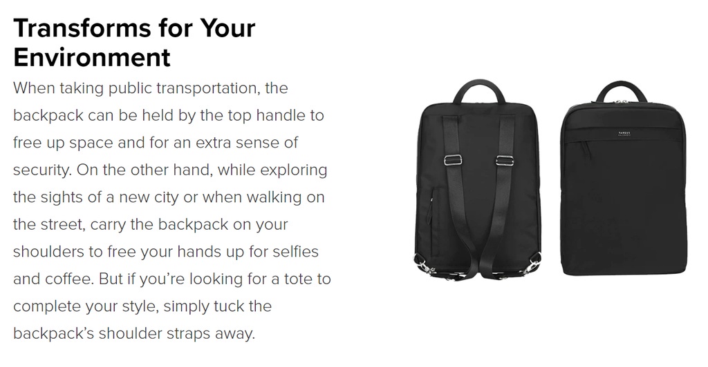 Targus California Newport Extension 15" Ultra Slim Backpack Black/Tan - TBB59806GL TBB598GL ...