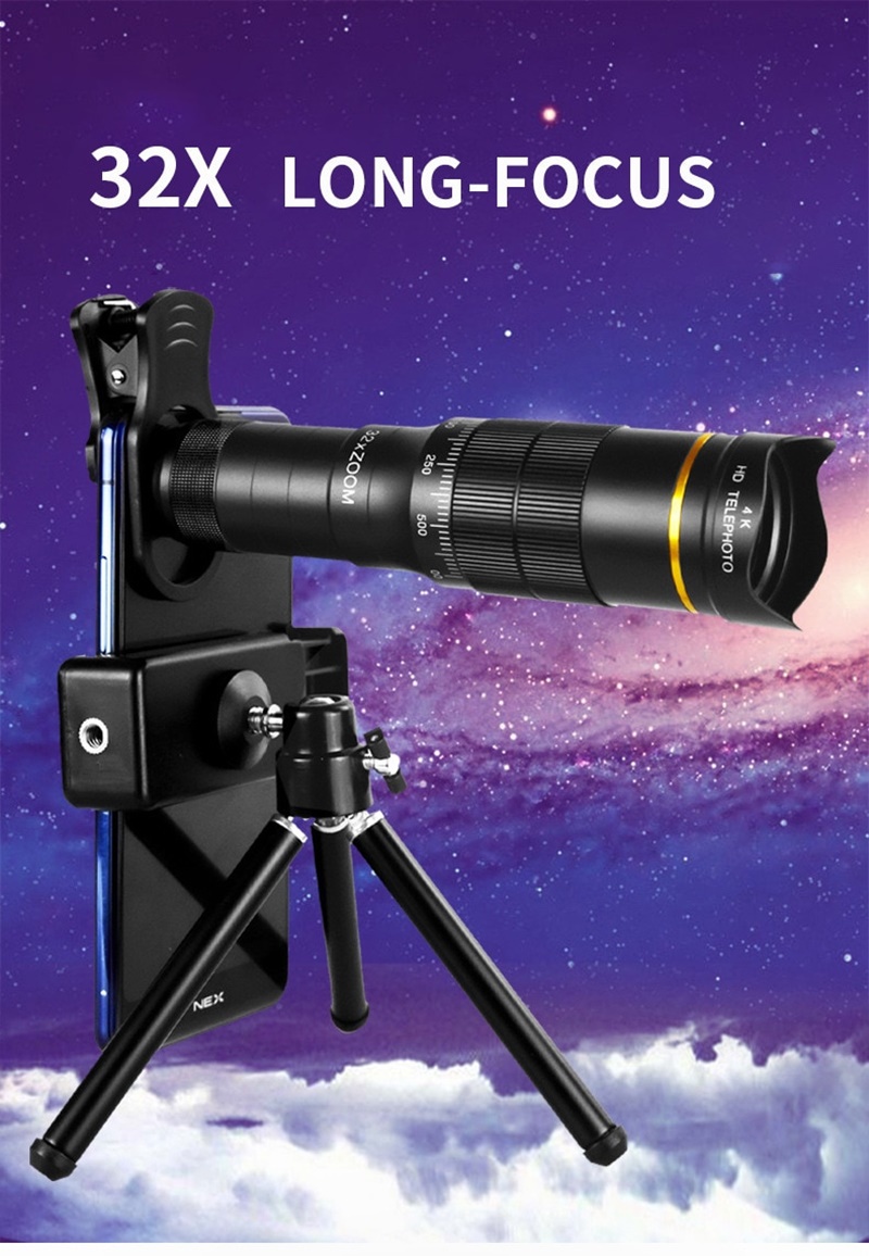 32X 28X 18X Phone Camera Lens Telescope Zoom Macro Lens Fisheye Wide ...