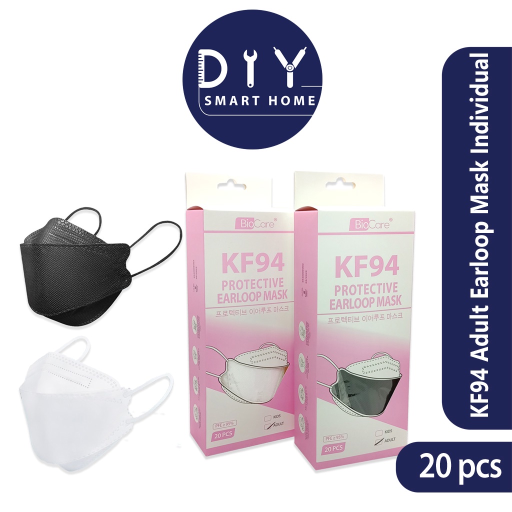 Biocare KF94 Adult Earloop Mask Individual Pack (20 Pcs) | Shopee Singapore