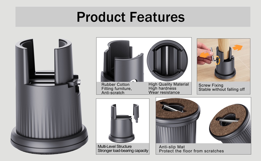 OATSBASF Adjustable Width Bed Risers Furniture Riser Support Foot Pad ...