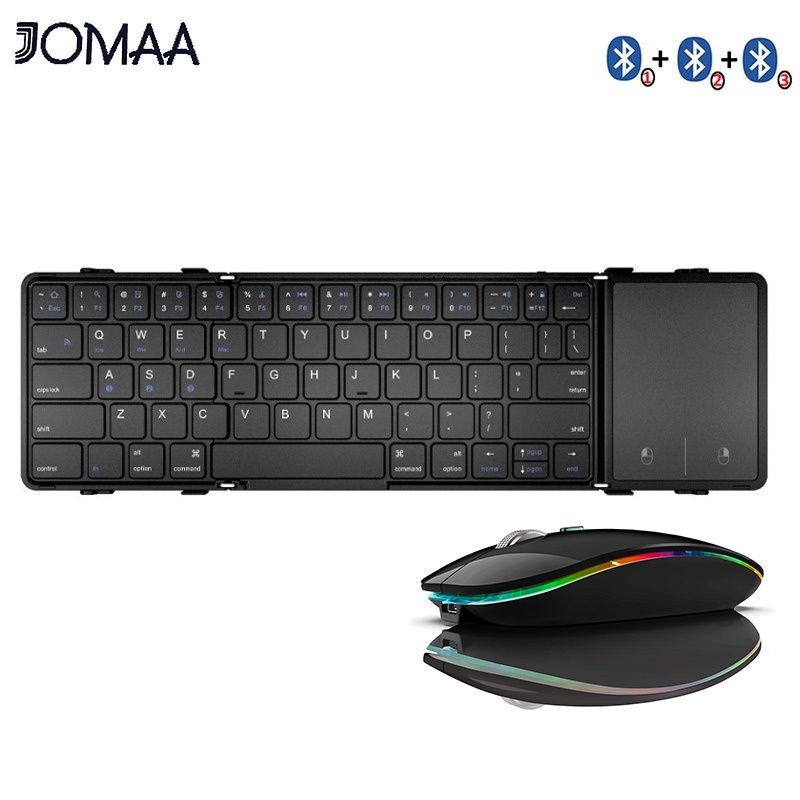 Jomaa Rechargeable Foldable Keyboard With Touchpad Mouse Foldable Wireless Bluetooth Keyboard