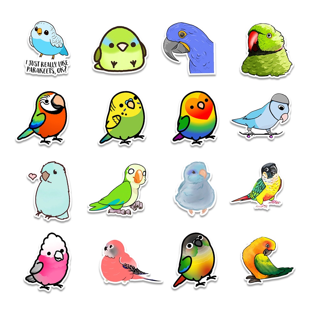 MUYA 50pcs Cute Bird Stickers for Journal Cartoon Multicolor Animal ...