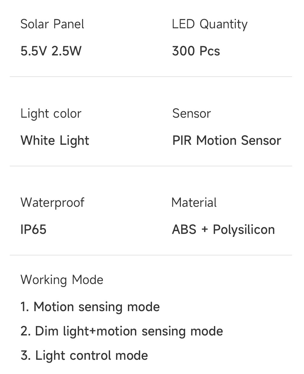 5 Heads Solar 300 LED Light Outdoor Motion Sensor Waterproof Wide-angle ...