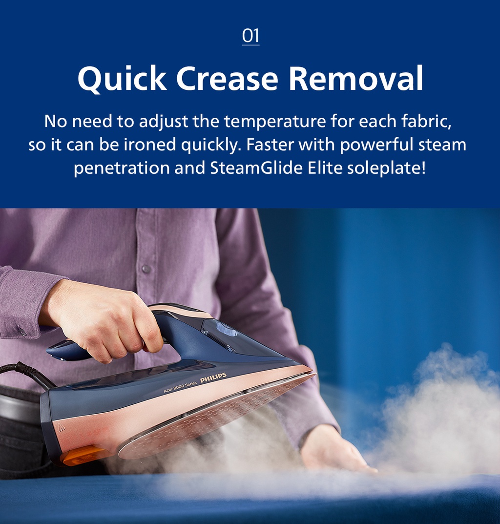 PHILIPS Azur Steam Iron 8000 series with OptimalTEMP technology ...