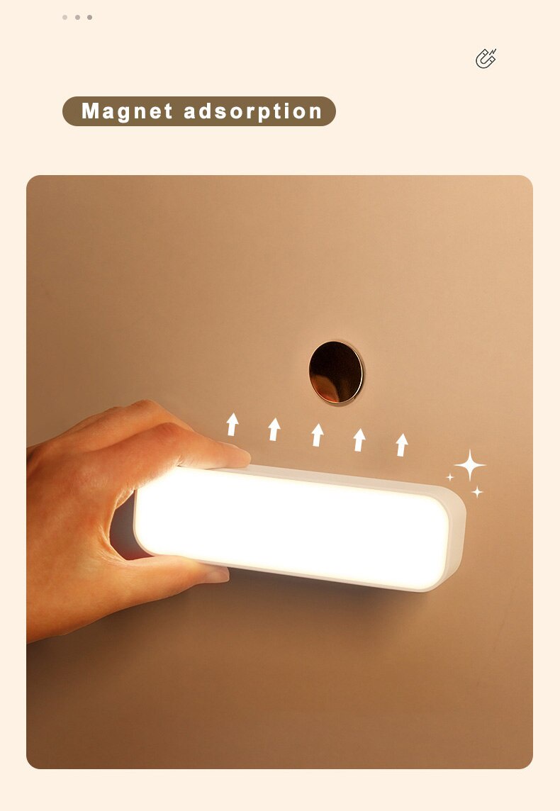LED Smart Sensor Night Light Magnetic Adsorption USB Rechargeable ...