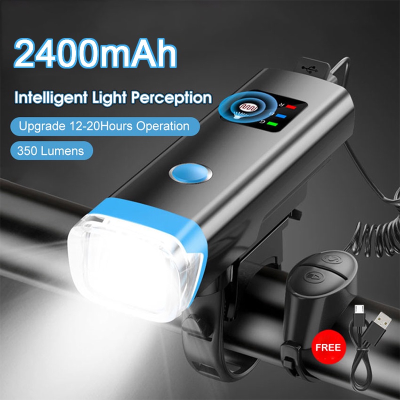 2 In 1 Bicycle Light with Horn Sensor Auto Bike Front Light LED ...
