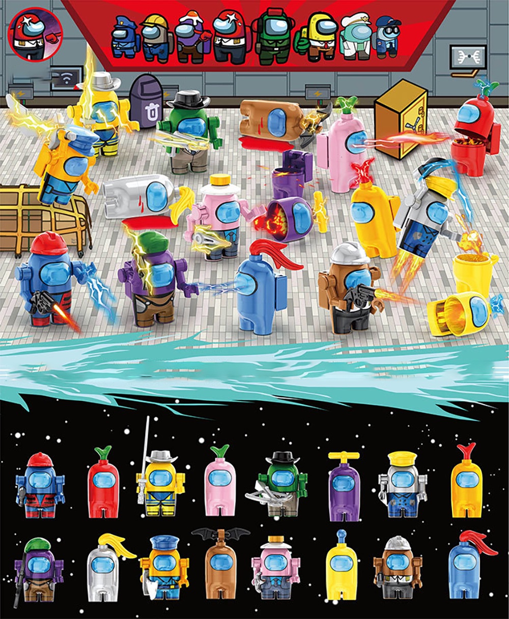 16pcs/set Among Us Cartoon Character Minifigures Building Blocks Toys ...