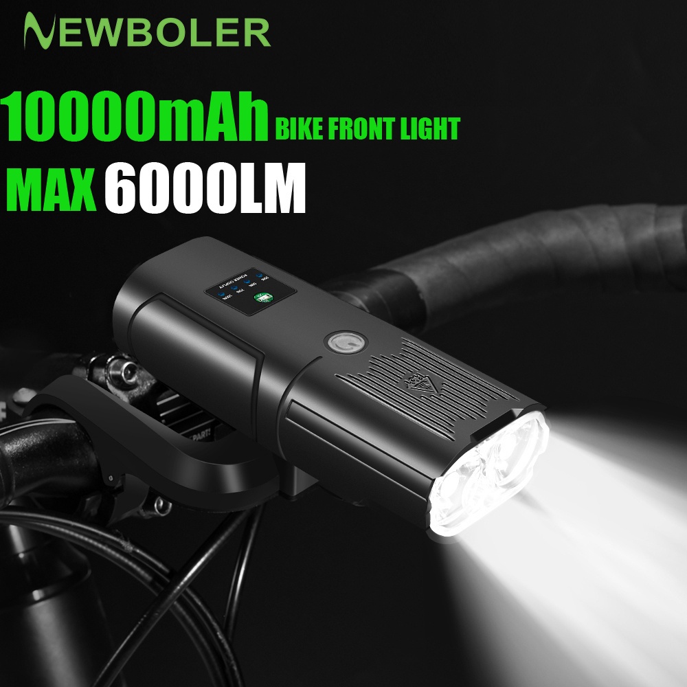 NEWBOLER 6000 Lumens Smart Induction Bicycle Light Front 10000mAh USB Rechargeable Bike ...