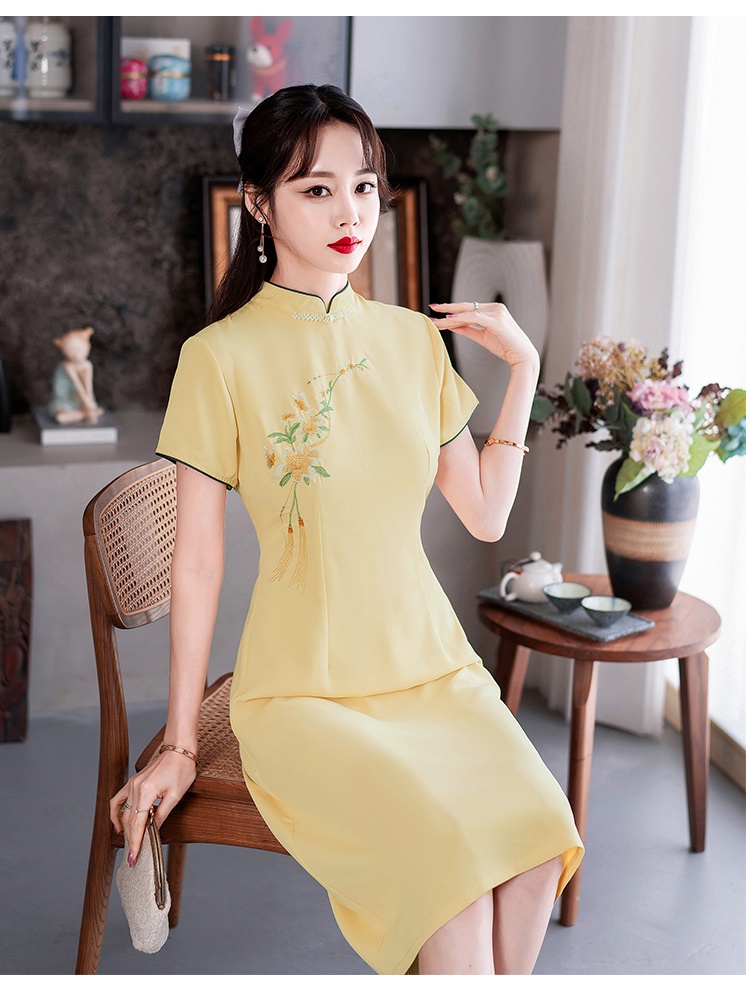 Plus Size M-4XL Modern New Young Improved Chiffon Embroidered Cheongsam ...