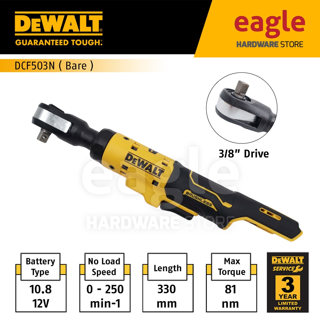 Dewalt DCF503N-XJ 3/8" ( 9.5mm ) 12V Brushless Cordless Open Head ...