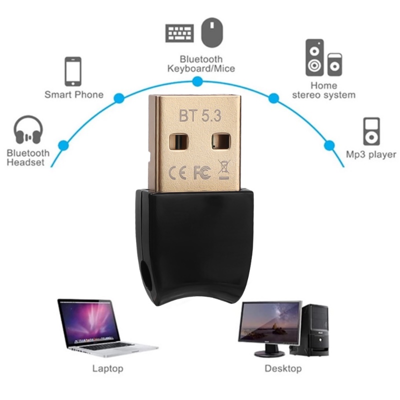USB Bluetooth 5.3 Adapter for PC / Plug & Play Bluetooth Dongle ...