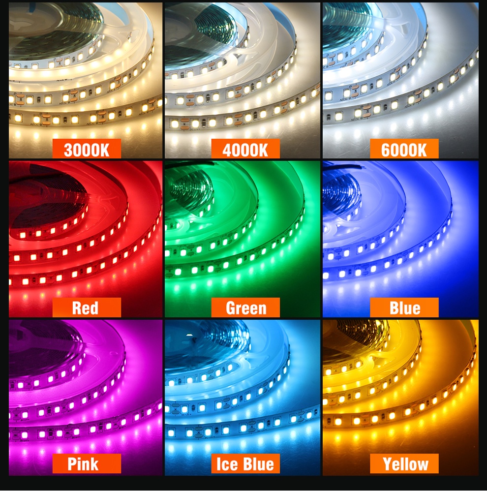 IN Stock Multicolor Led Strip Light 5M 10M 2835 120led/m DC12V 24V Red ...