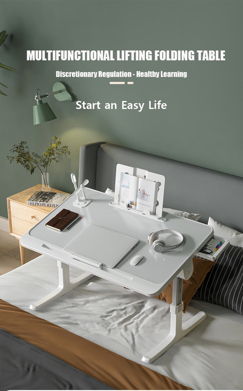 Laptop Desk for Bed, Height Adjustable Laptop Bed Desk with Drawer ...