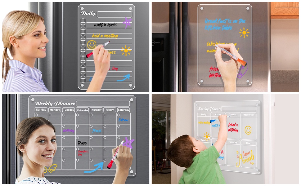 OATSBASF Transparent Monthly/Weekly Daily Schedule Magnetic Whiteboard ...