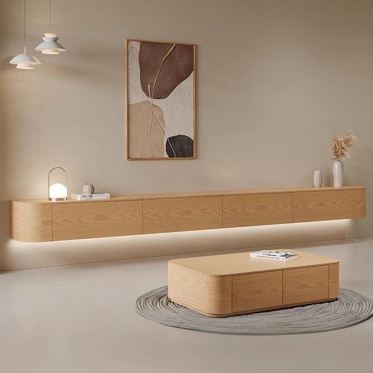 Ready Stock tv console Straw suspended Solid Wood suspended tv cabinet ...