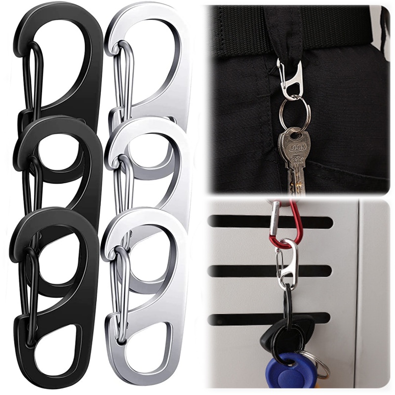 [ Featured ] Stainless Steel Key Buckle Hooks Mini Key Ring Belt Clip ...