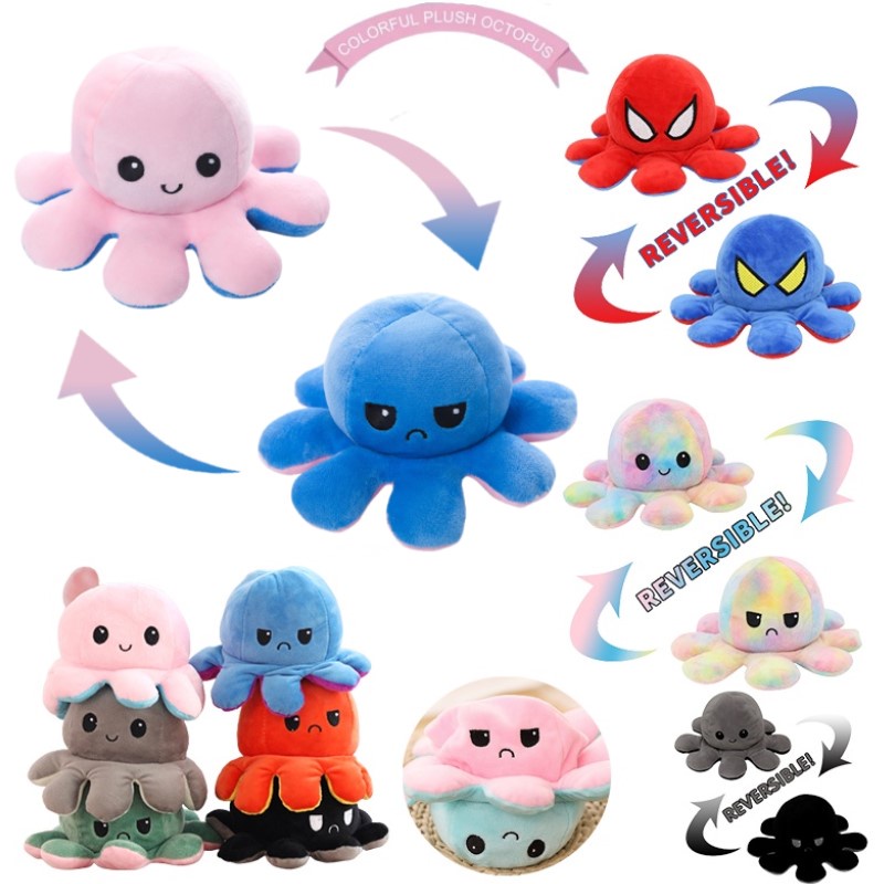 50Styles Reversible Flip Octopus Plush Toy Double-sided Octopus Stuffed ...